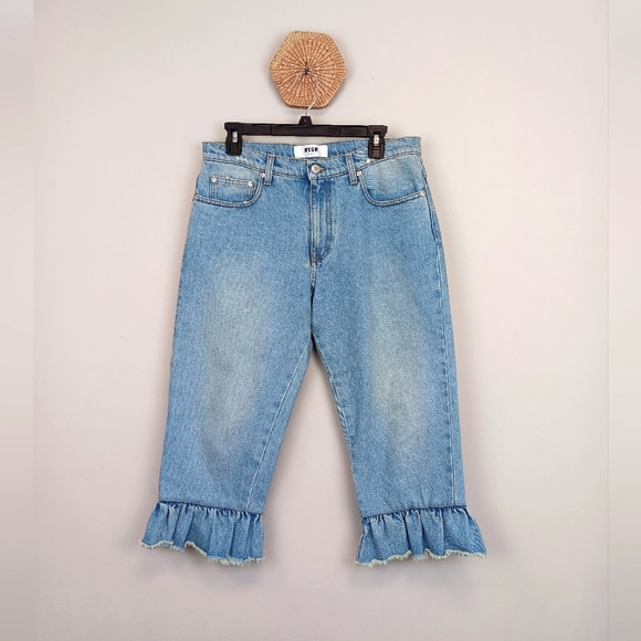 MSGM | Jeans | Msgm Ruffle Crop Jeans Light Wash Sz It 44 Us | Poshmark